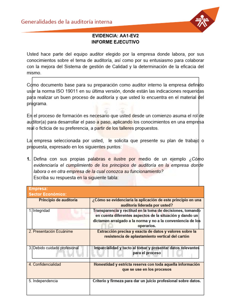 Formato Jeimmy Informe Ejecutivo Generalidades | PDF | Auditoría | Business