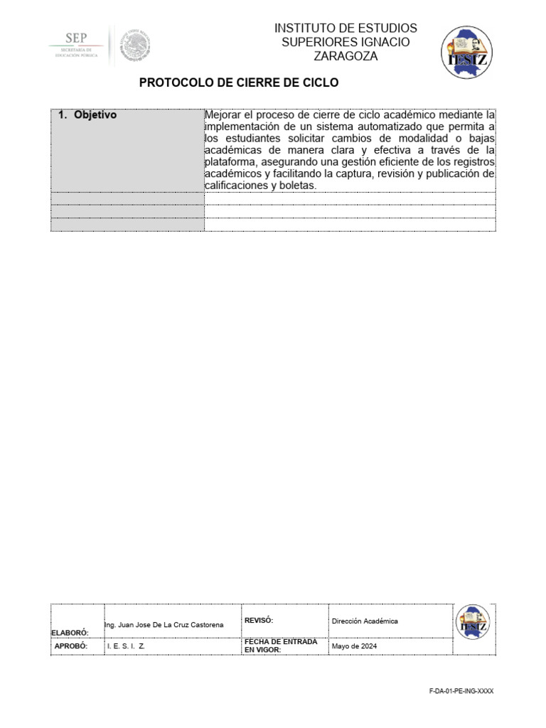 Protocolo de Cierre de Ciclo | PDF