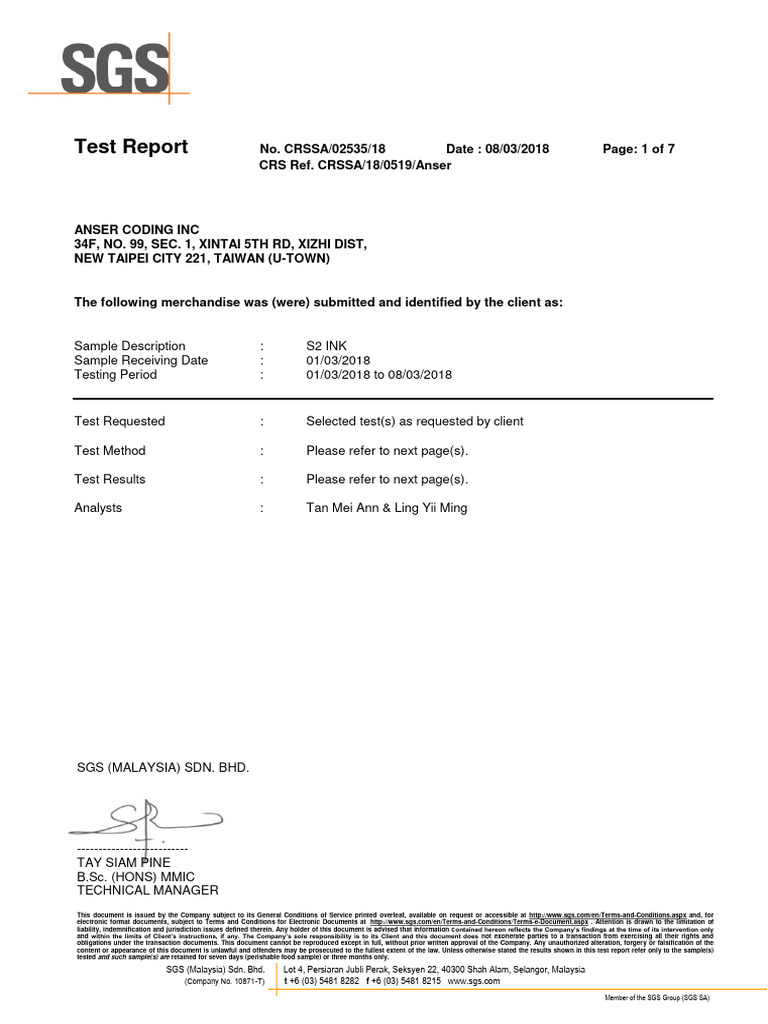 S2 - SGS RoHS | PDF | Forgery | Chemistry