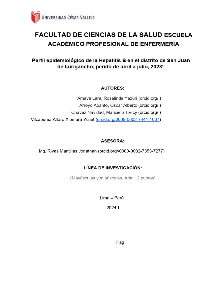 Epidemiología de Hepatitis B en San Juan Lurigancho | PDF | Hepatitis B ...