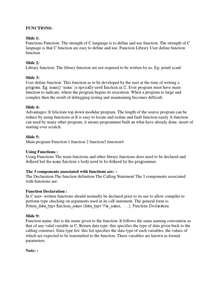 Functions Slide 1 Pdf Subroutine Parameter Computer Programming