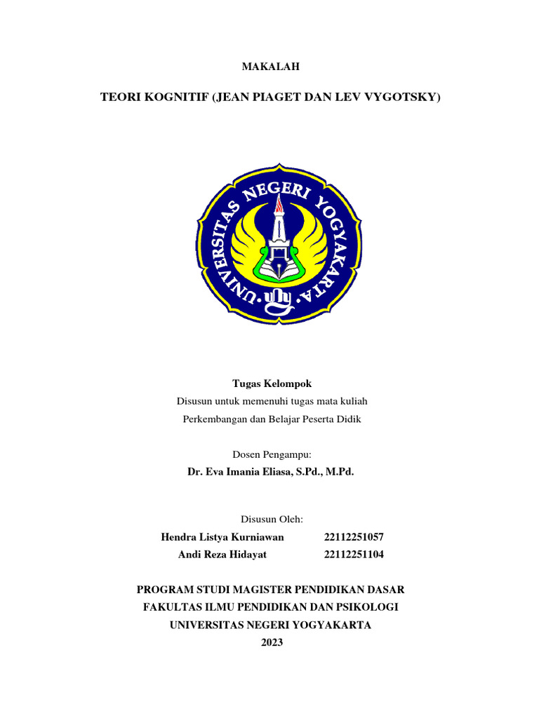 Kelompok 5 - Makalah - Teori Kognitif (Jean Piaget & Lev Vygotsky) | PDF Kelompok 5 - Makalah - Teori Kognitif (Jean Piaget & Lev Vygotsky) | PDF