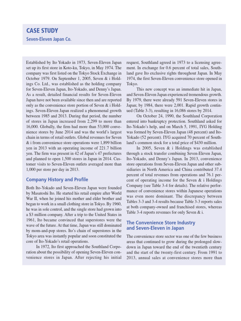Seven-Eleven Case Study | PDF | Point Of Sale | Convenience Store