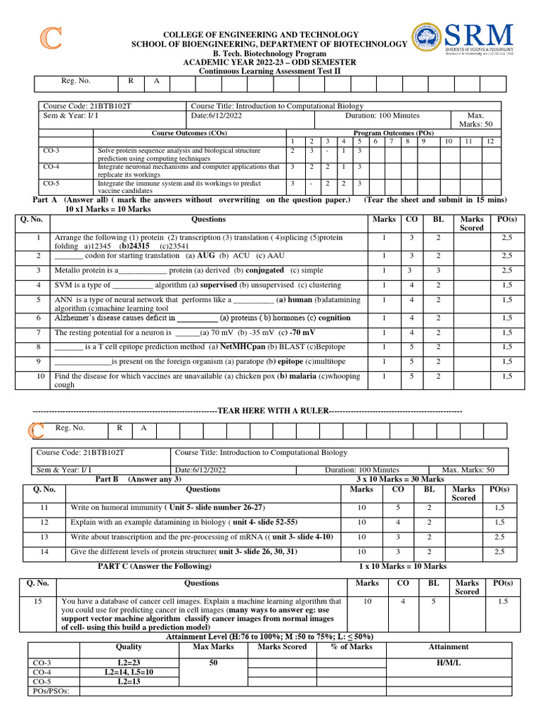 Question Paper Template For CLA T2 - Answer Key-Batch 2 | PDF | Neuron ...