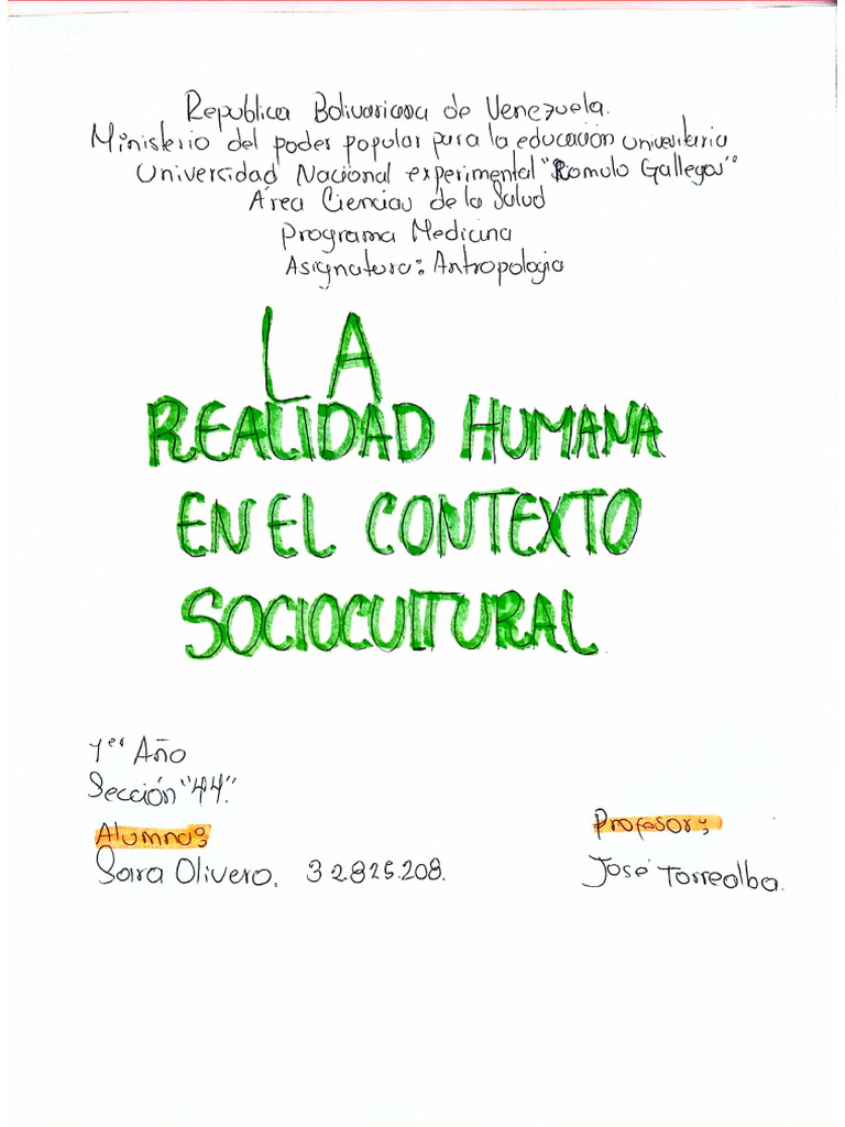 La Realidad Humana en El Contexto Sociocultural | PDF