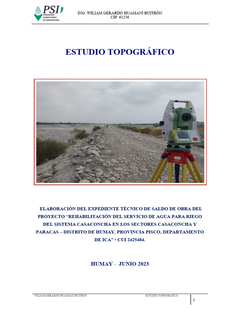 1.-Estudio Topografico Pisco 2023 | PDF | Topografía | Ciencias de la Tierra