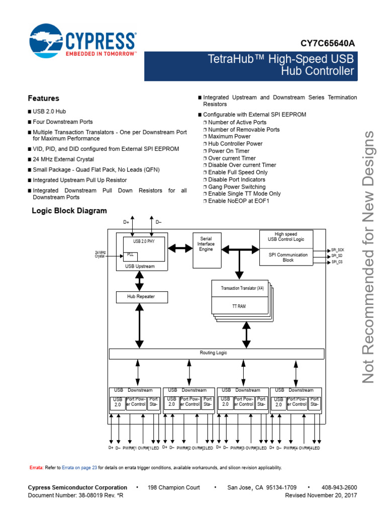 Cypresssemiconductorcorp Cy7c65640altxct Datasheets 1541 | PDF | Usb | Computer Science