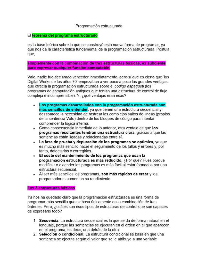 Programación Estructurada | PDF | Lenguaje de programación ...