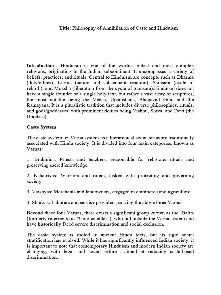 Hinduism & Caste System Analysis | PDF | Caste | Vedas