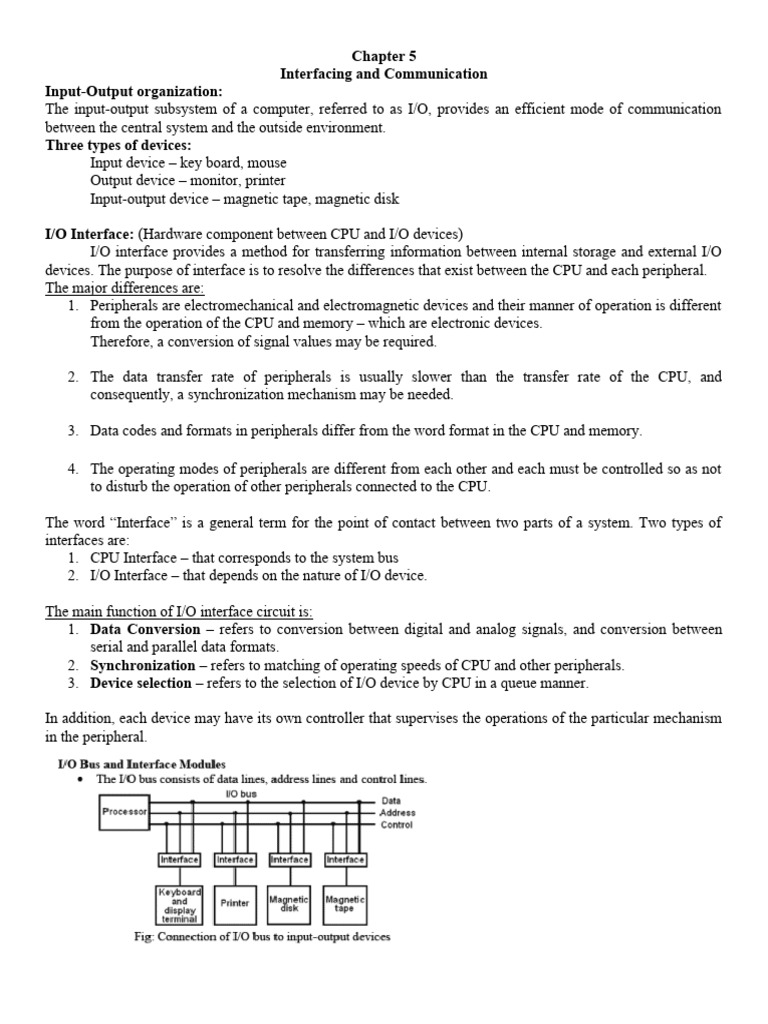 COA Chapter 5 | PDF | Input/Output | Central Processing Unit