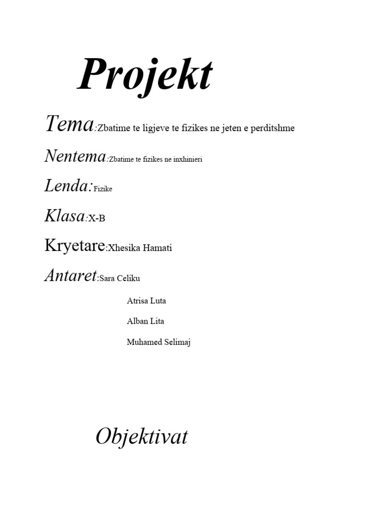 Zbatimet e Ligjeve Te Fizikes Ne Jeten e Perditshme E MIRE | PDF