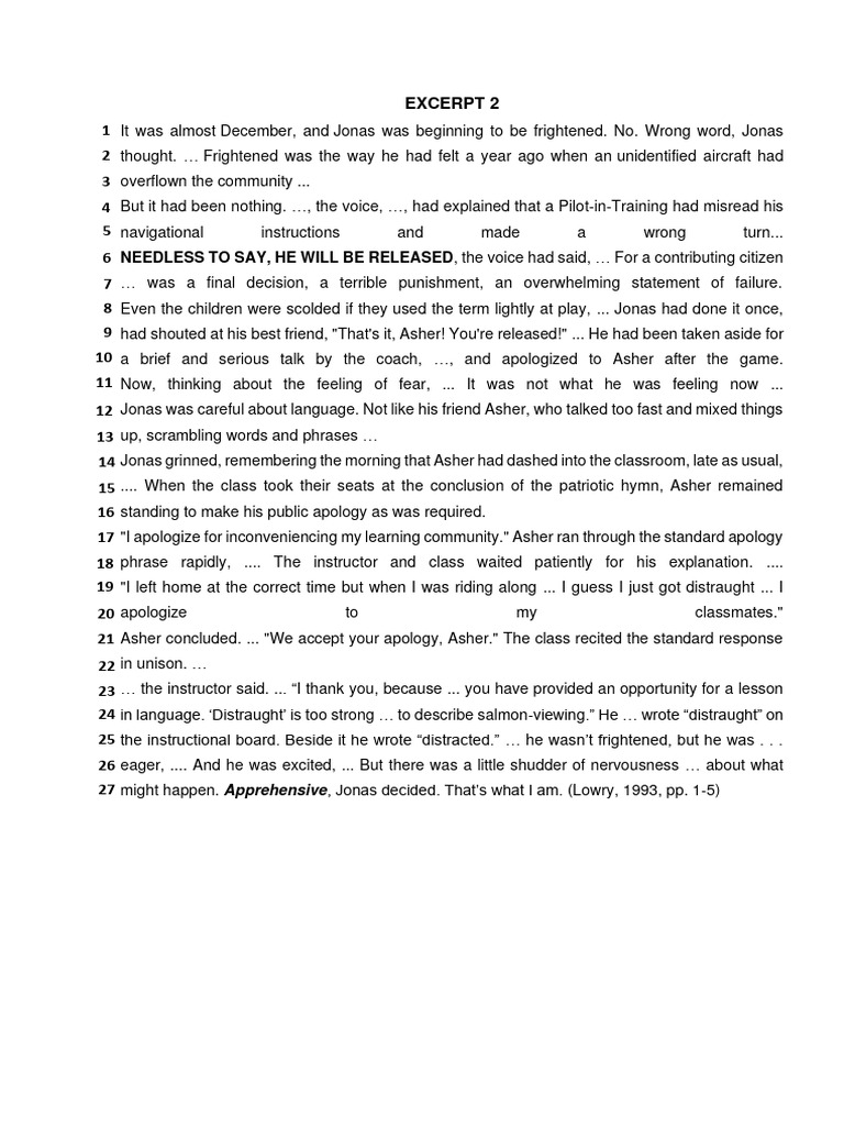 Excerpt 2 - The Giver | PDF