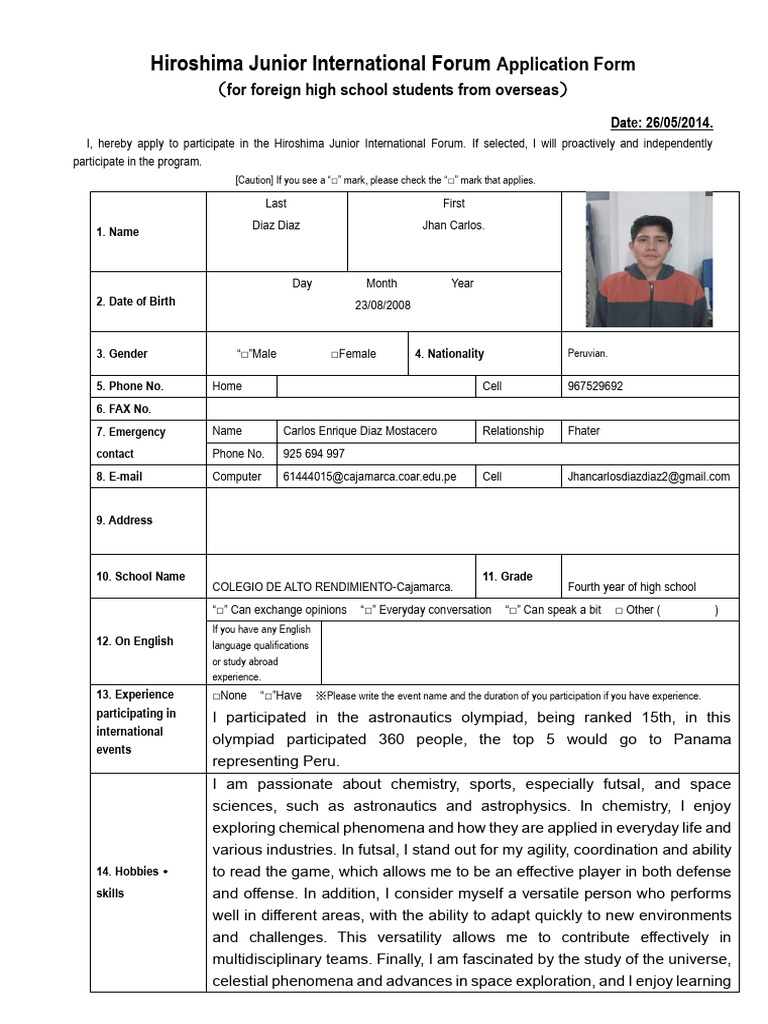 Applicationforforeign HSstudentsfromoverseas | PDF | Sustainability ...