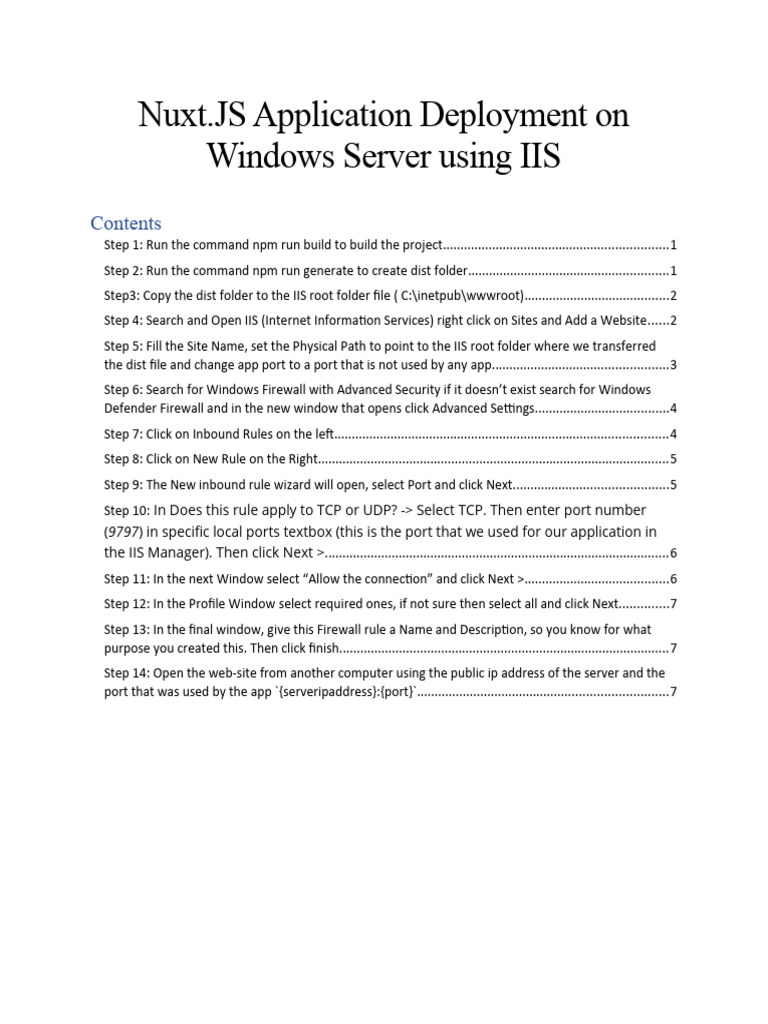 Foronisus - NuxtJS Deployment | PDF | Port (Computer Networking) | Internet Information Services