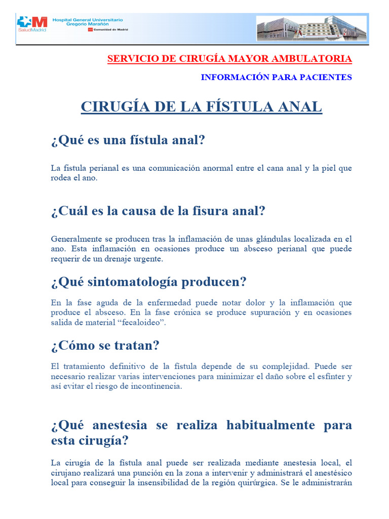 Cirugia Fistula ANAL [1] (1) | Descargar gratis PDF | Anestesia | Cirugía