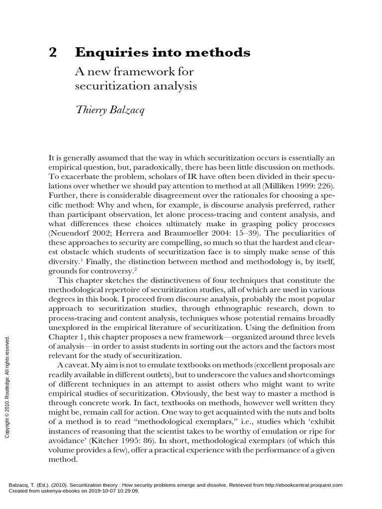Securitization Theory How Security Problems Emerge... - (2 Enquiries ... Securitization Theory How Security Problems Emerge... - (2 Enquiries ...