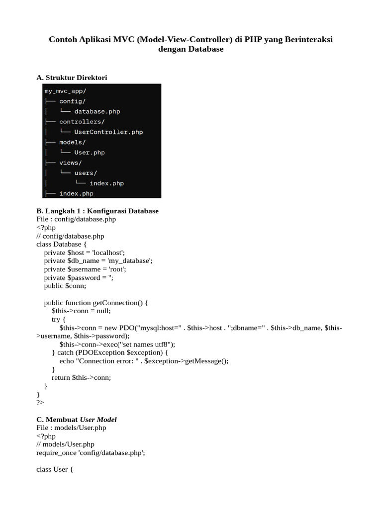 Contoh Mvc Di Php Yang Berinteraksi Dengan Db Pdf Database Index