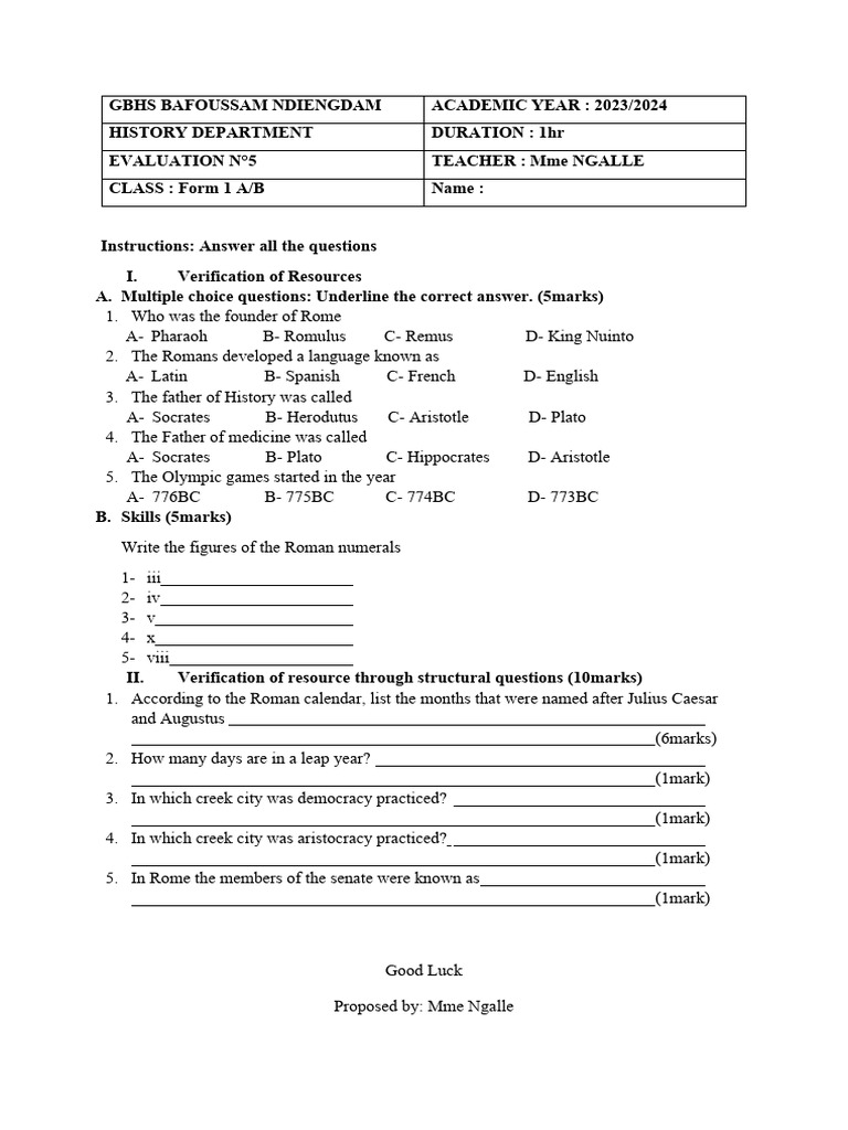 GBHS Bafoussam Ndiengdam | PDF