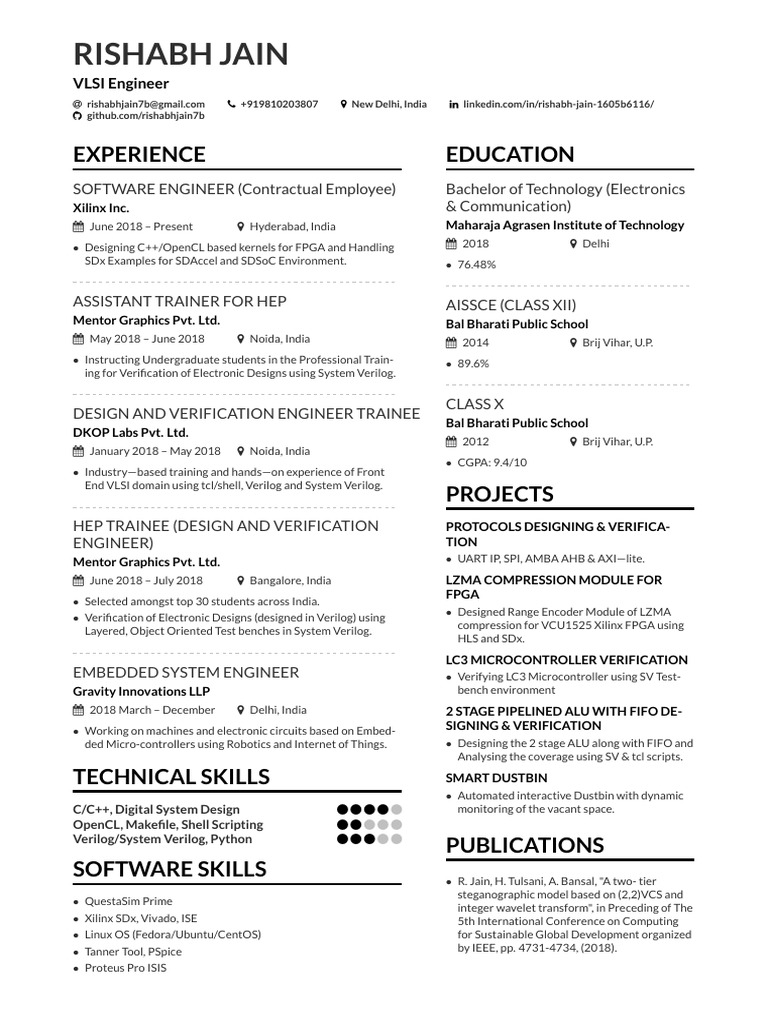 Rishabh Jains CV | PDF | Field Programmable Gate Array | Software Engineering