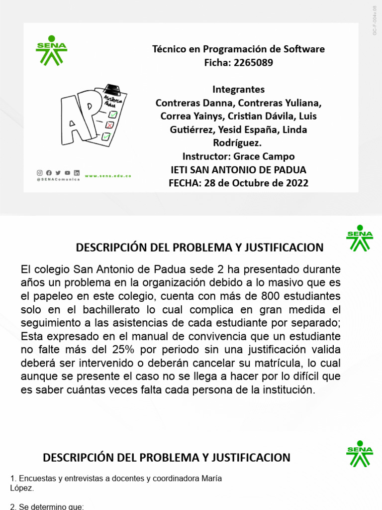 Proyecto Presentacion Final SENA | PDF | Bases de datos | Software