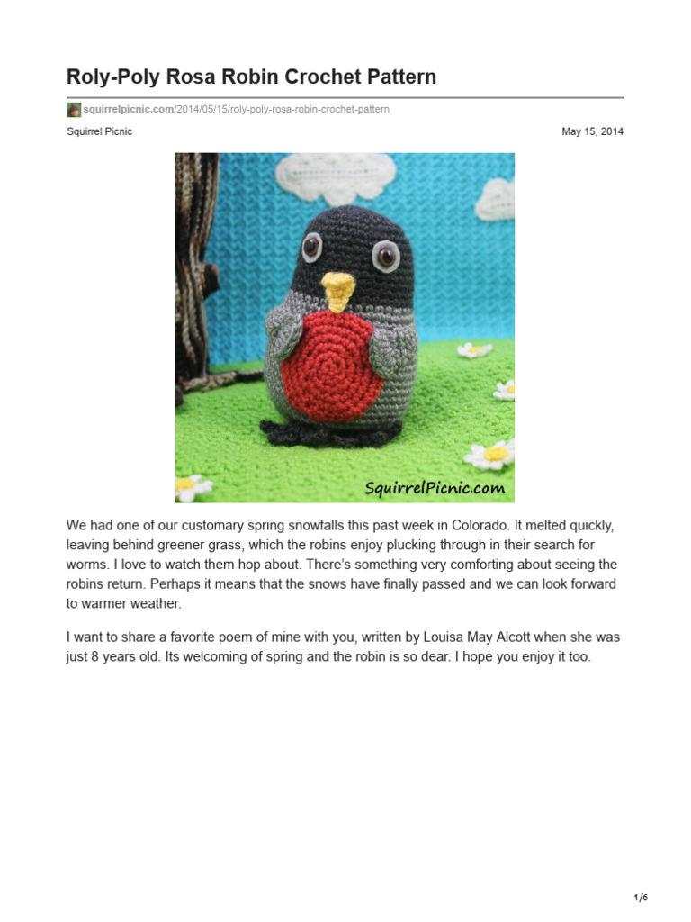 Roly-Poly Rosa Robin CrochetnbspPattern | Download Free PDF | Weaving ...
