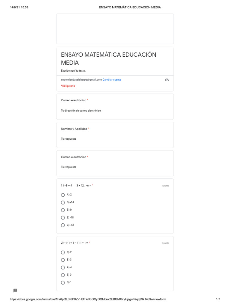 Ensayo Matemática Educación Media | PDF | Matemáticas | Aritmética