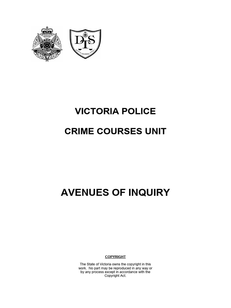 Avenues of Enquiry | PDF | Police | Crimes