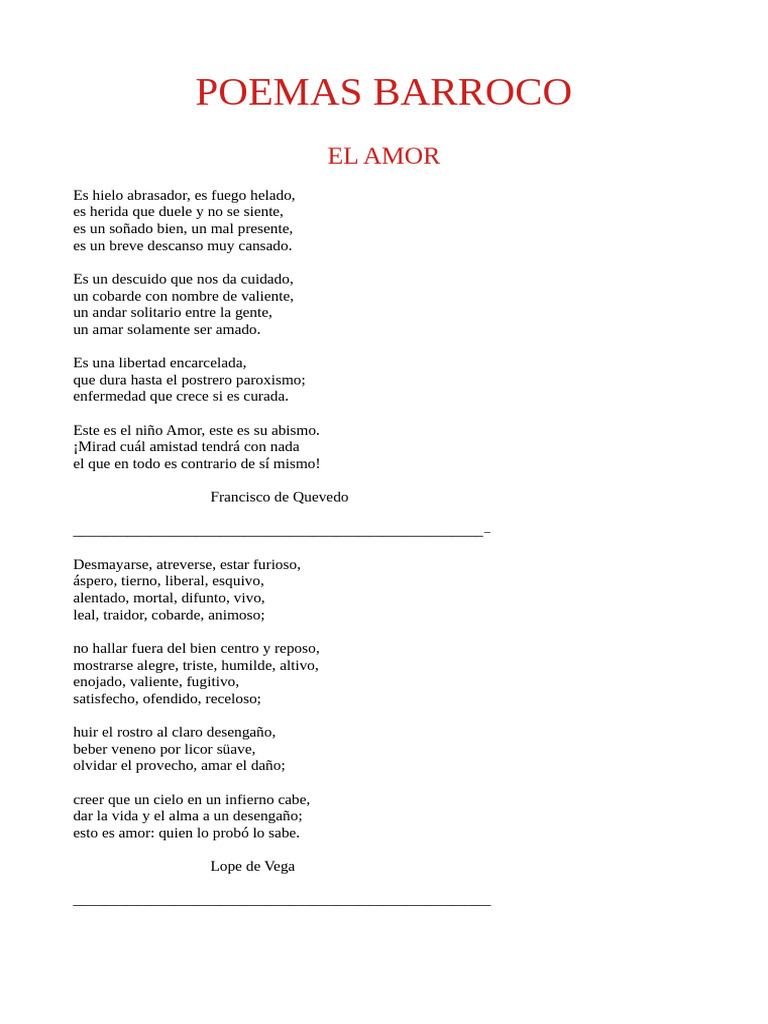 Poemas del Barroco Español | PDF