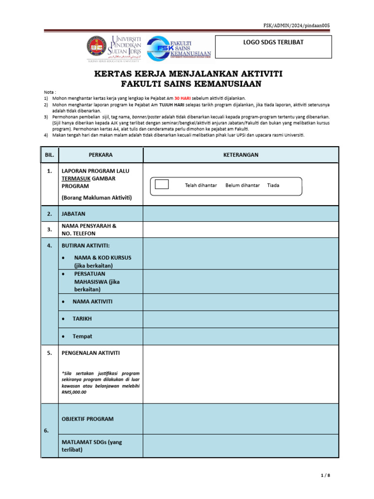 Format Kertas Kerja FSK | PDF