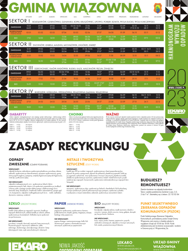 LEKARO Wiązowna Harmonogram 2023 | PDF