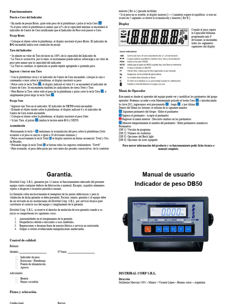 Manual Usuario DB50 - Rev. 1.0 | PDF