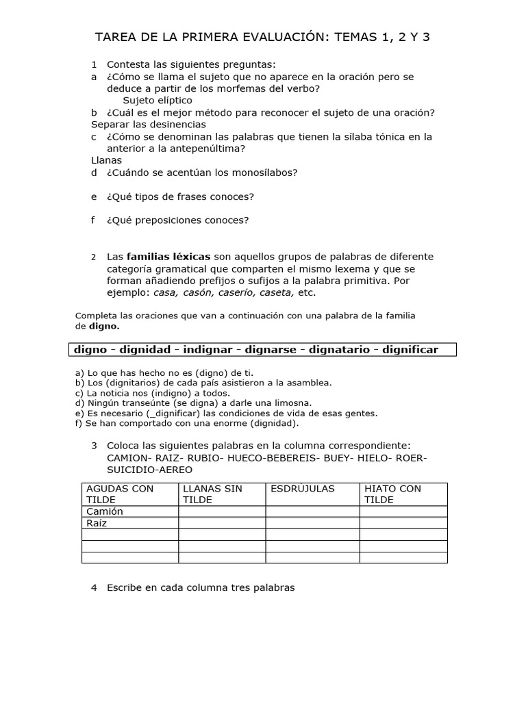 Tarea temas 1, 2 y 3 | Descargar gratis PDF | Lingüística | Gramática