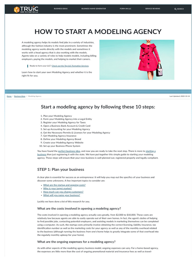 Starting Your Modeling Agency Guide | PDF | Limited Liability Company ...
