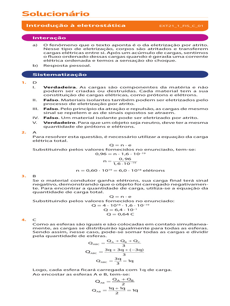 Exercícios Resolvidos Moraes | PDF | Carga elétrica | Eletricidade Exercícios Resolvidos Moraes | PDF | Carga elétrica | Eletricidade