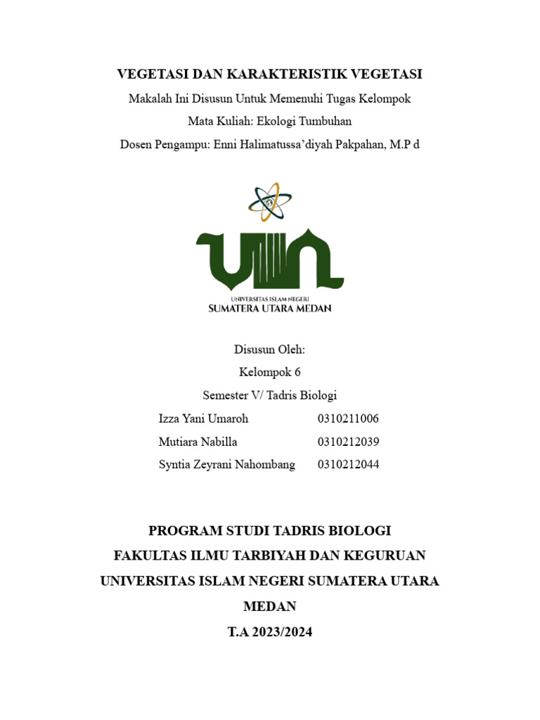 Makalah Kel 6 Vegetasi Dan Karakteristik Vegetasi | PDF | Kesehatan Holistik | Sains & Matematika