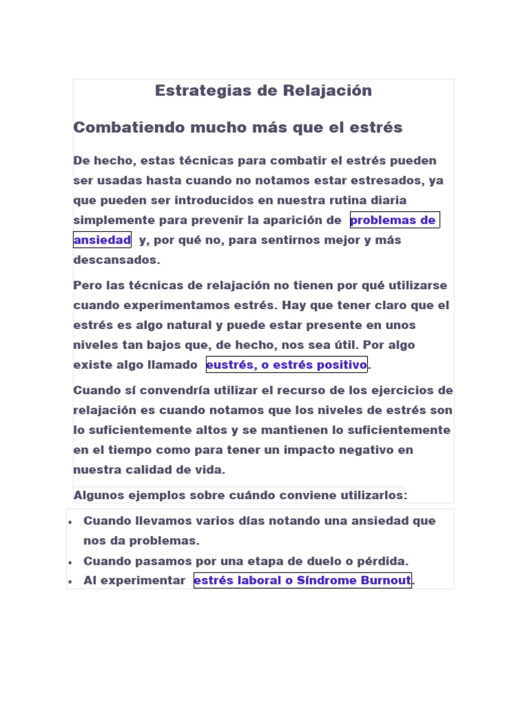 Estrategias de Relajación | Descargar gratis PDF | Estrés (biología ...
