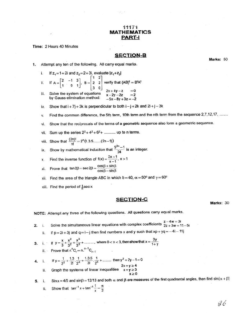 Mathematics 1st Year | PDF
