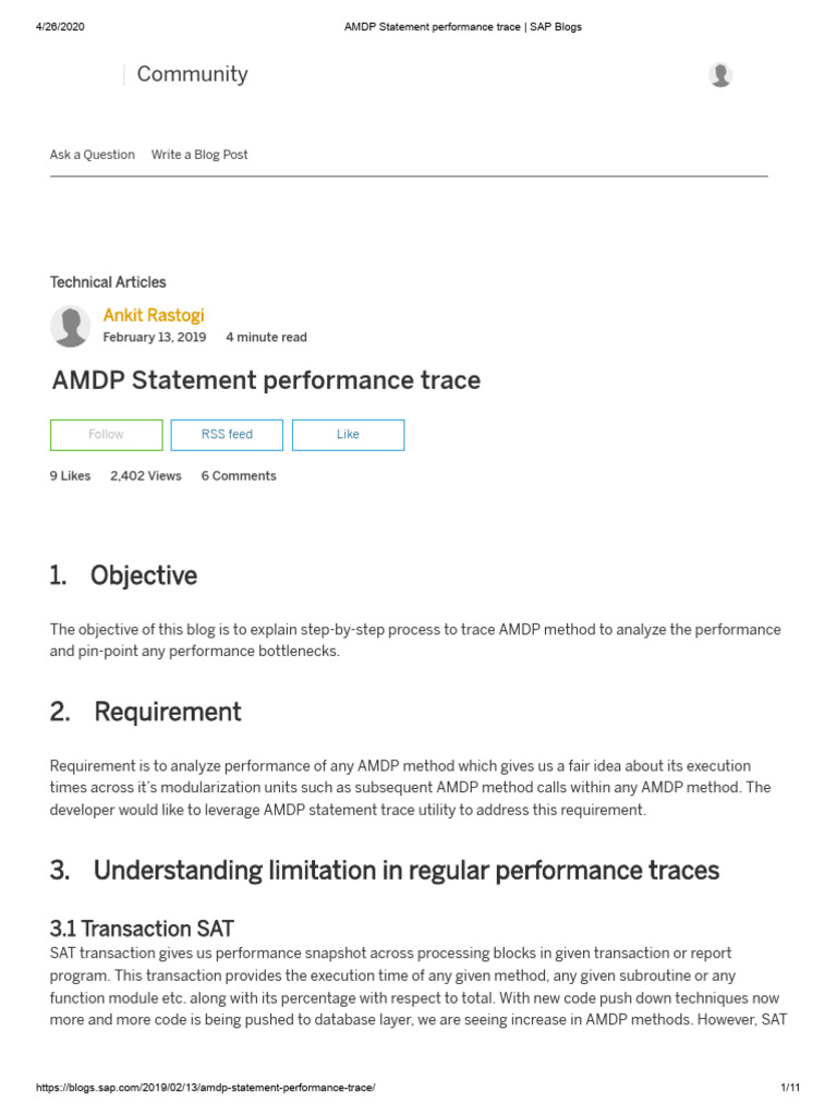 AMDP Statement Performance Trace - SAP Blogs | PDF | Database Transaction | Information Technology