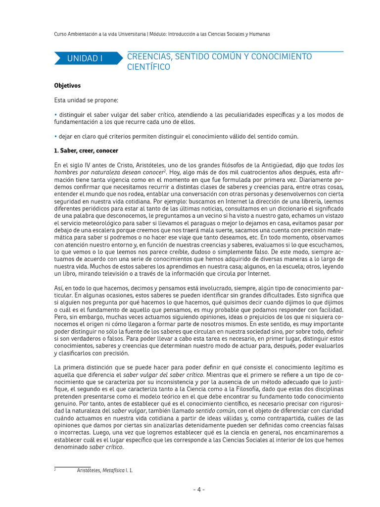 saber vulgar - saber critico 3 | PDF | Conocimiento | Sentido común