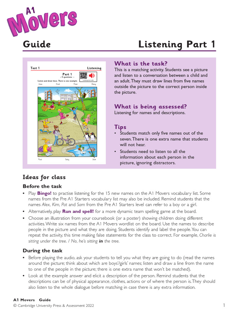 Mvr4 A1 Movers Exam Guide | PDF | Question | Verb