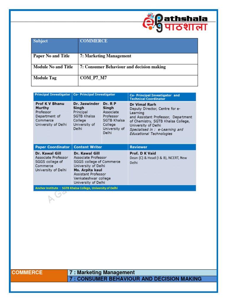 Consumer Behavior, IISS BBA Marketing Management | PDF | Consumer Behaviour | Behavior