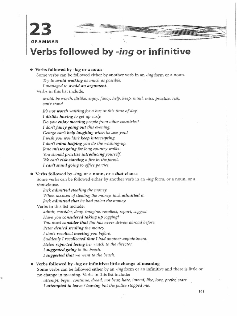 VERBS +ING OR TO INF | PDF