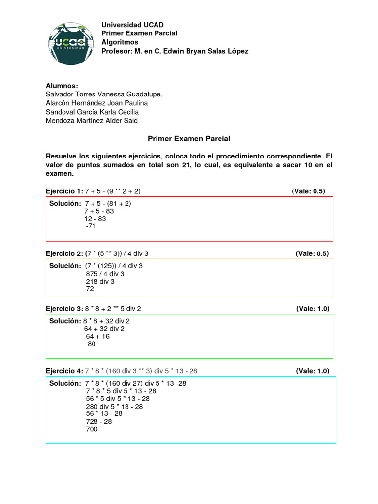 Primer Examen Parcial | PDF