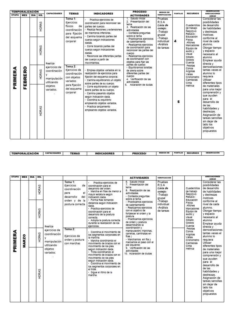 Plan Anual Segundo Grado | Descargar gratis PDF | Pelota