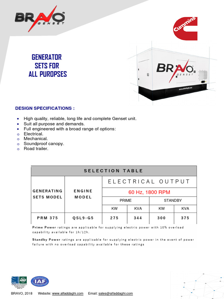 BRAVO-GENSET-CUS-375-2-1 | Download Free PDF | Turbocharger | Diesel Engine