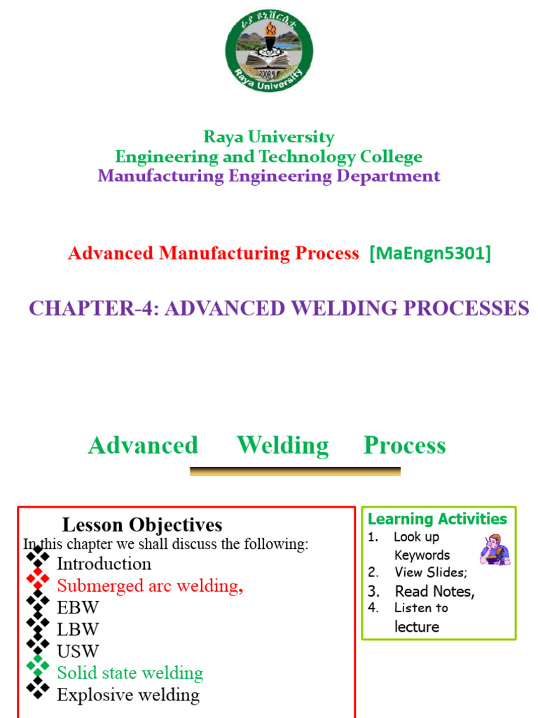 Advanced Manufacturing Process CH-4 | PDF | Welding | Construction