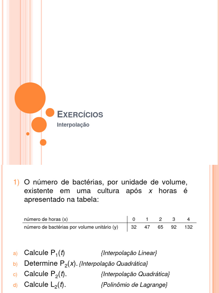 Exercícios - Interpolação-UFES | Download grátis PDF | Análise numérica ...