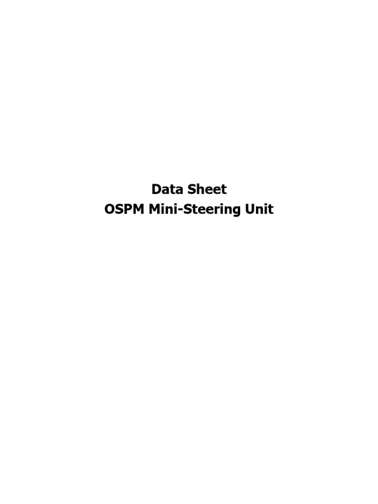 OSPM Mini-Steering Unit Data Sheet | PDF | Steering | Valve