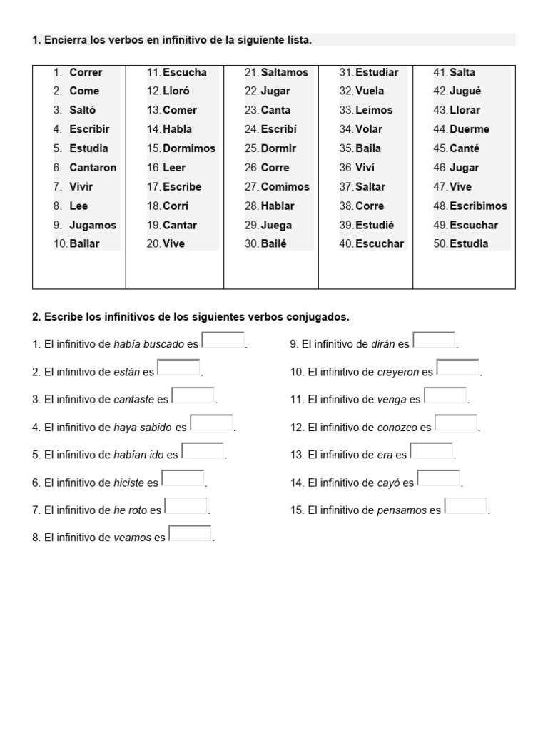 Verbos En Infinitivo Lista De Verbos Seguidos De Infinitivo O Gerundio