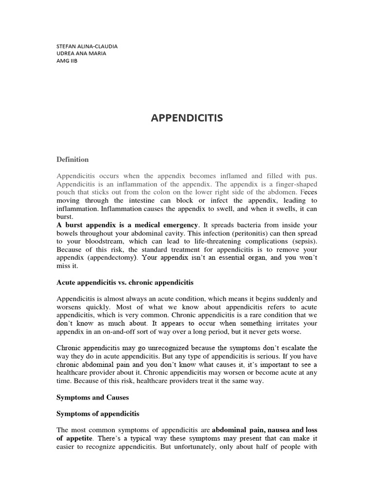 Appendicitis | Download Free PDF | Surgery | Clinical Medicine
